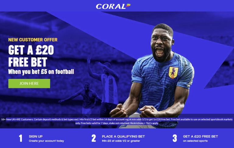 All Coral Sports Betting Promos 2026: Bet £5 Get £20