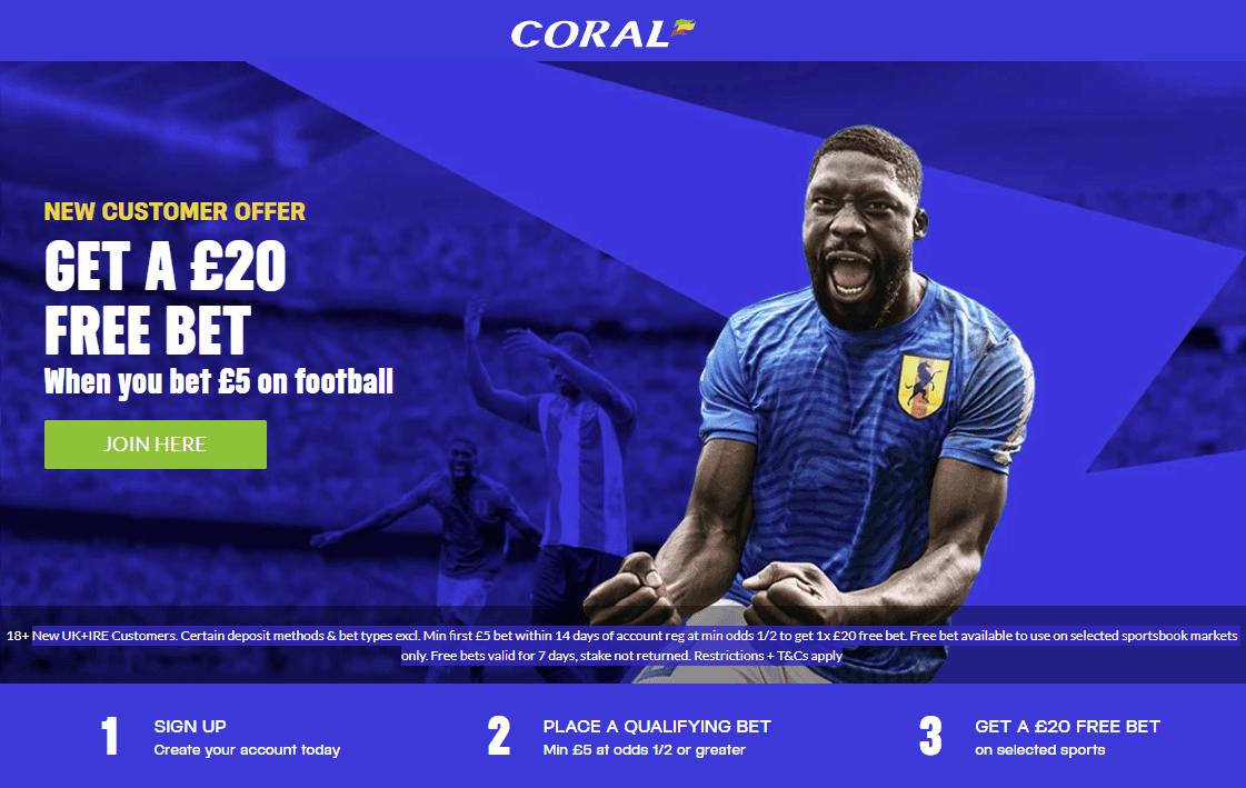 All Coral Sports Betting Promos 2026: Bet £5 Get £20